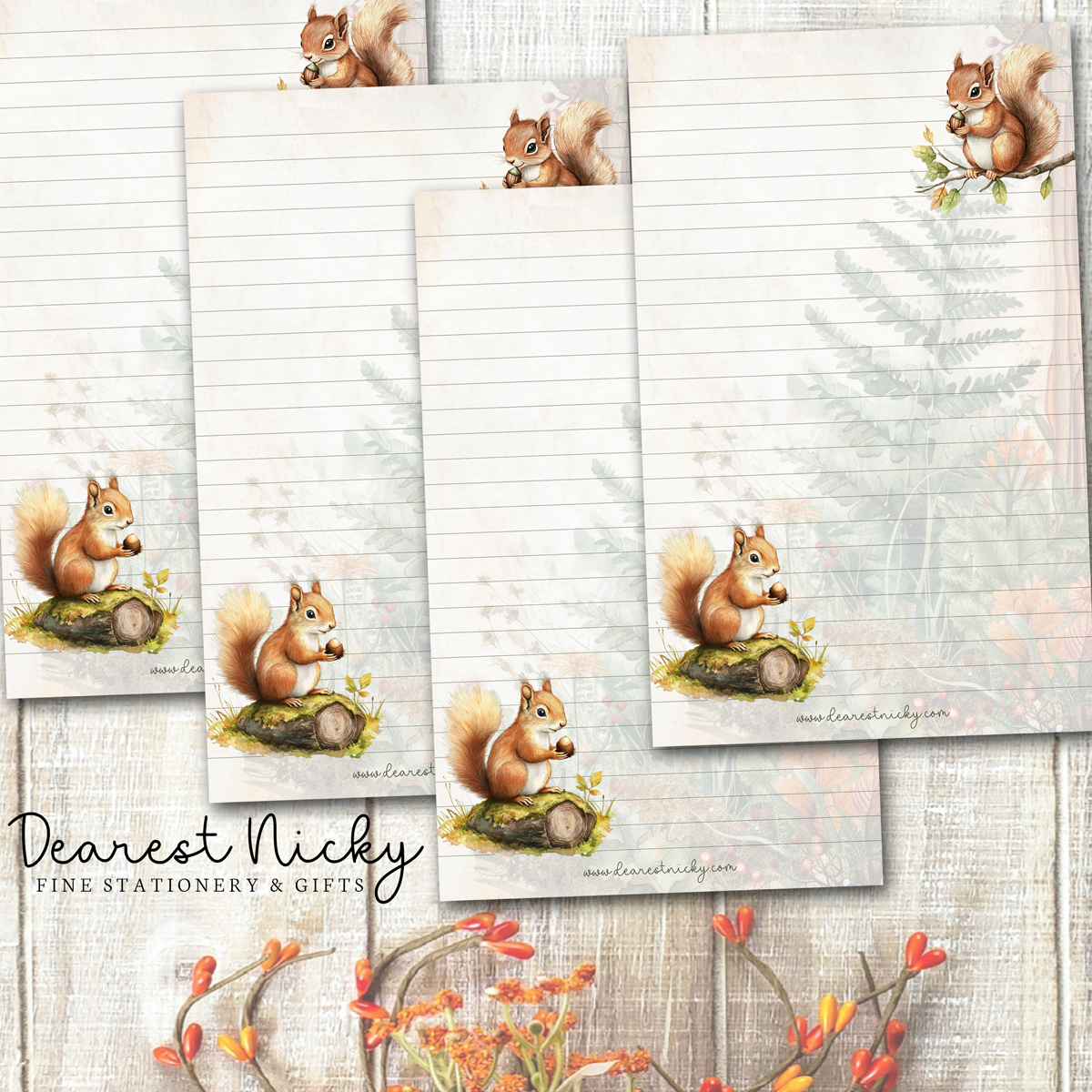 Squirrels Letter Writing Paper – Dearest Nicky