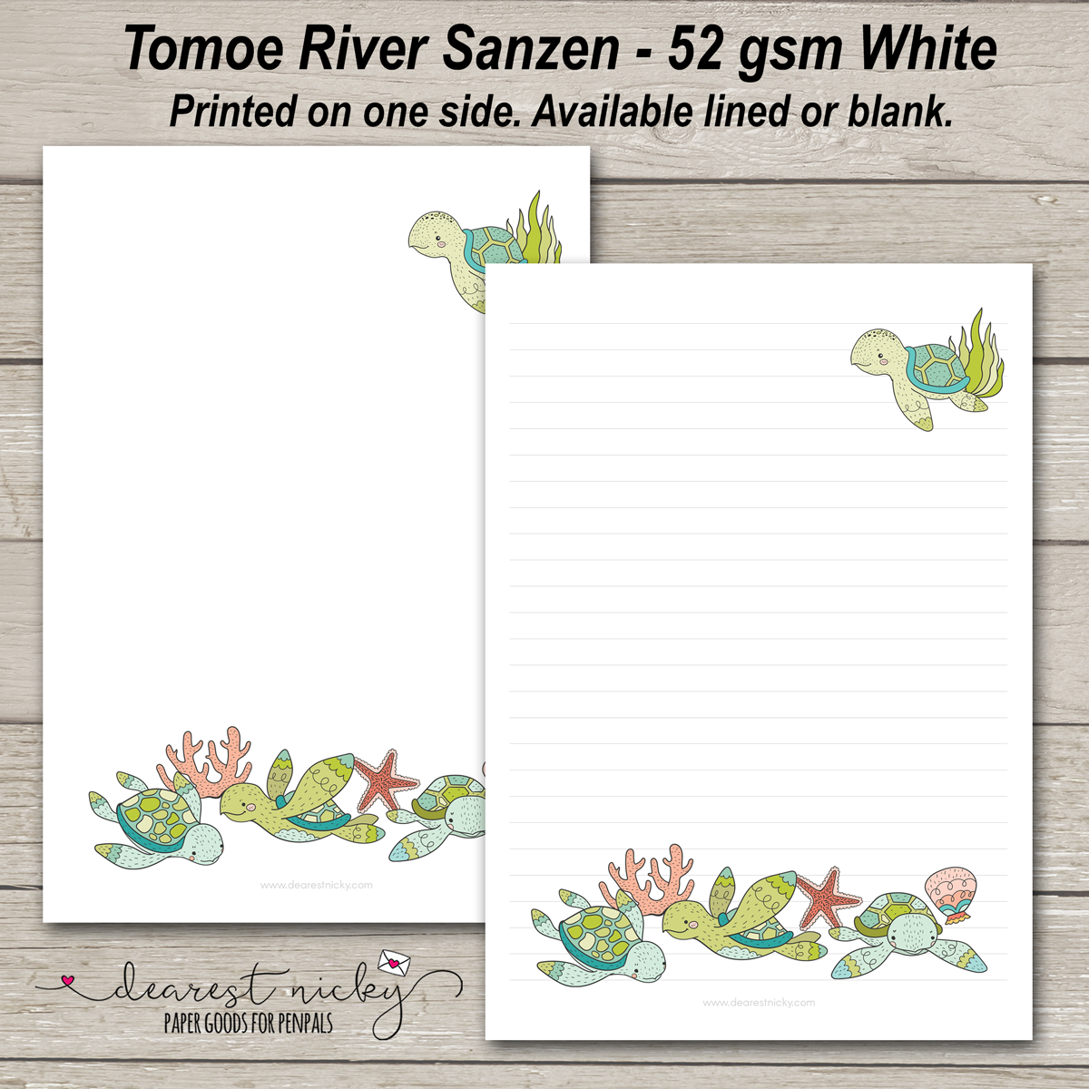 Sea Turtles Letter Writing Paper - 52 gsm Tomoe River Sanzen – Dearest ...
