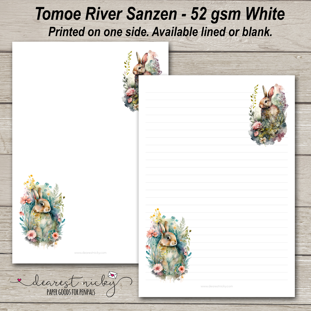Spring Rabbits Letter Writing Paper - 52 gsm Tomoe River Sanzen ...