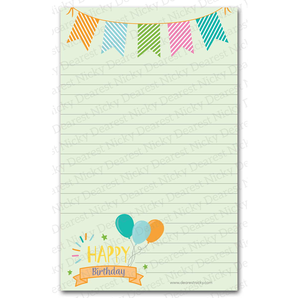 Happy Birthday Letter Writing Paper – Dearest Nicky
