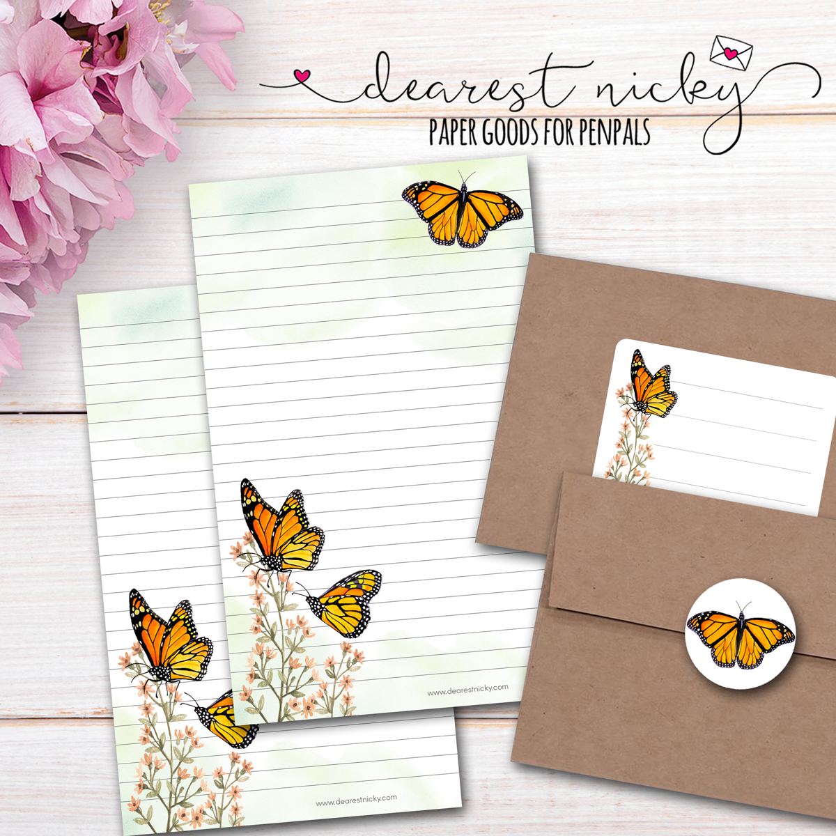 Monarch Butterflies Letter Writing Set – Dearest Nicky