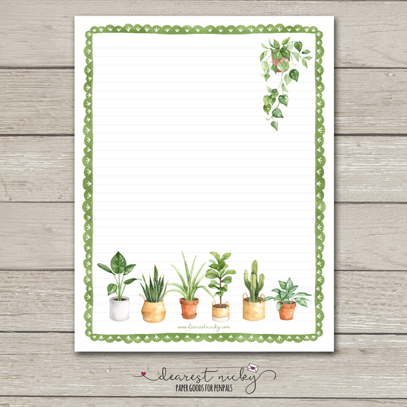 House Plants Large Letter Writing Paper - 8½ x 11 – Dearest Nicky