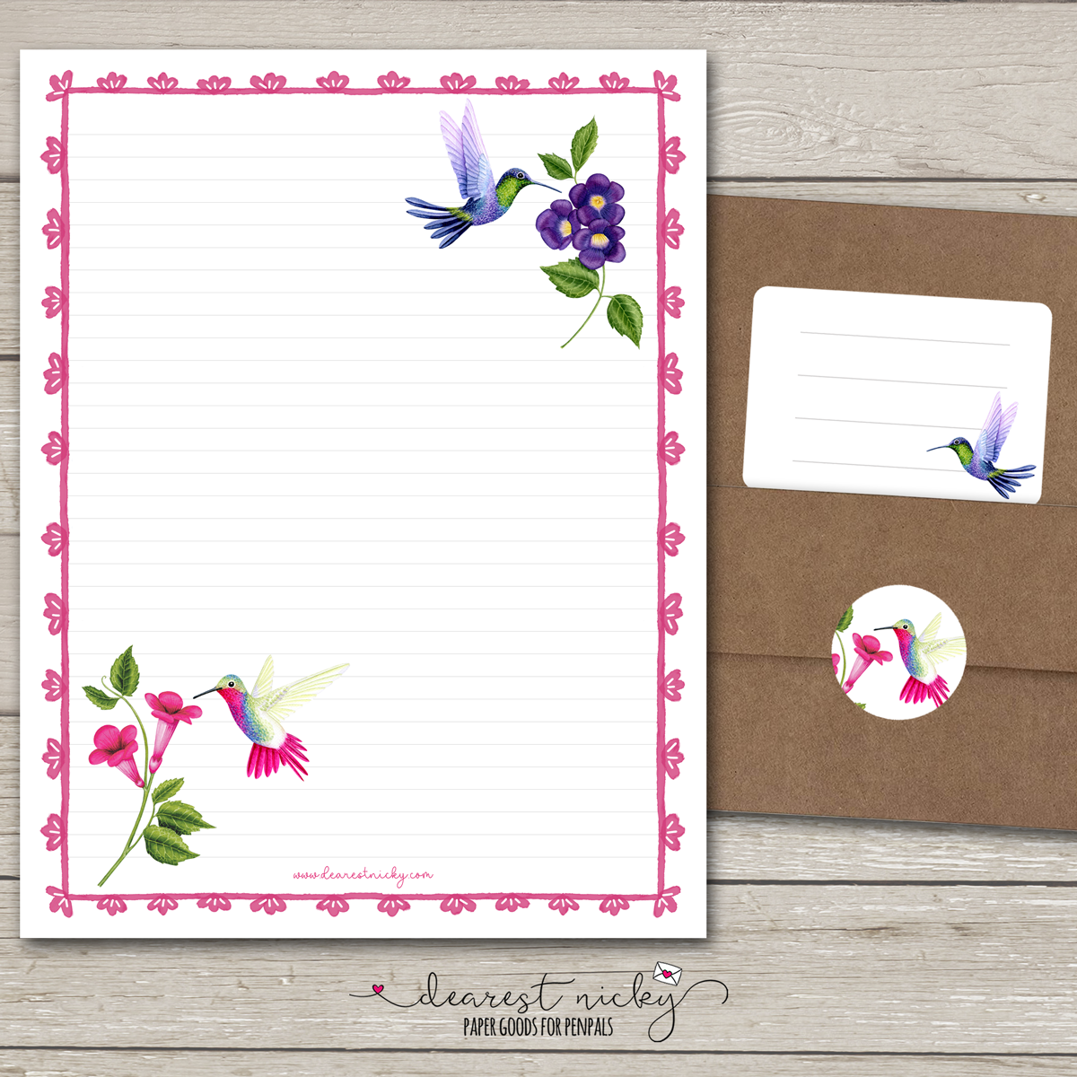 Hummingbirds for my Mom Large Letter Writing Set - 8½ x 11 – Dearest Nicky