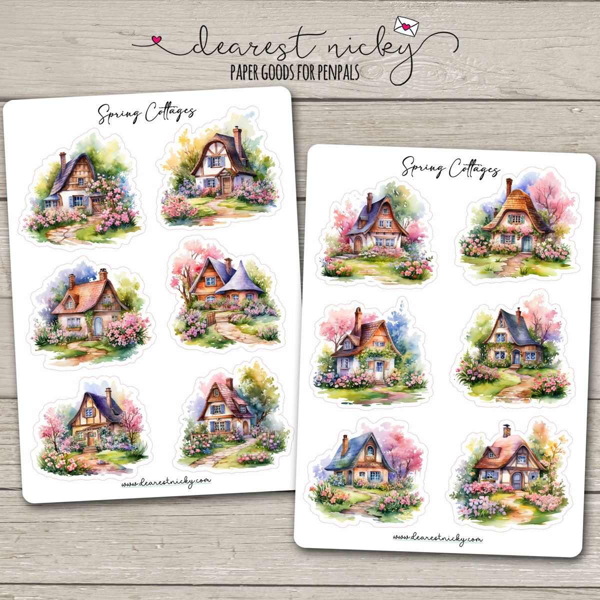 Spring Cottages Stickers - 2 Sheets – Dearest Nicky