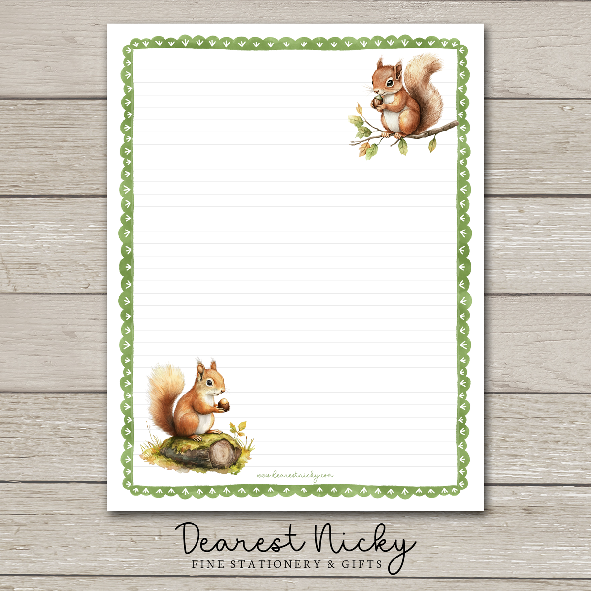 Squirrels Large Letter Writing Paper - 8½ x 11 – Dearest Nicky