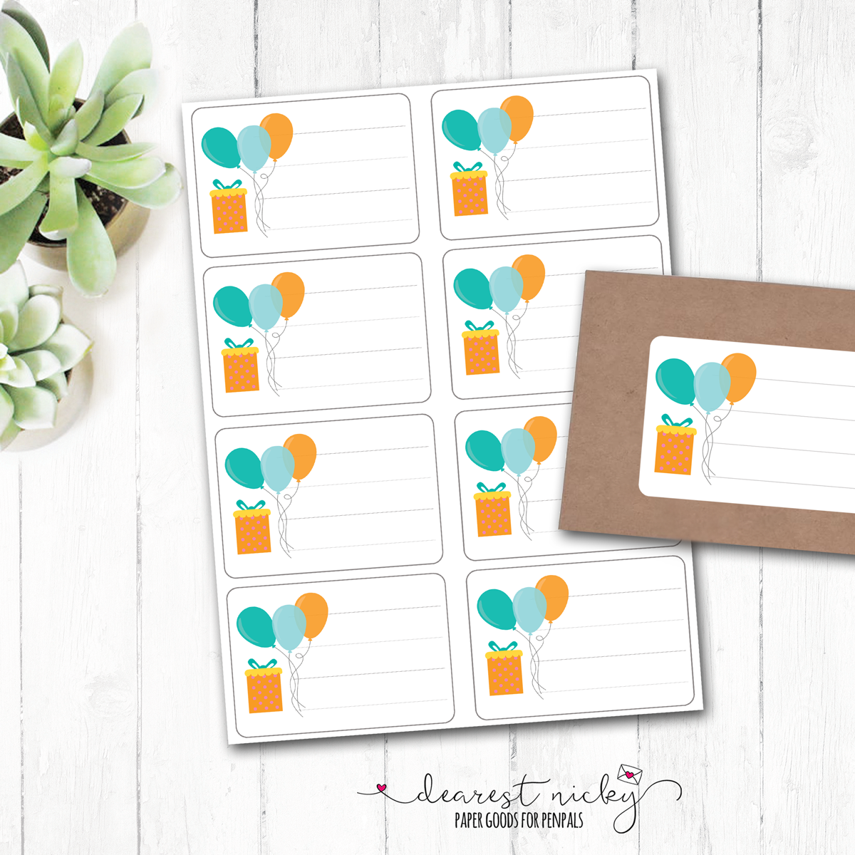 Happy Birthday Address Labels Set of 16 – Dearest Nicky