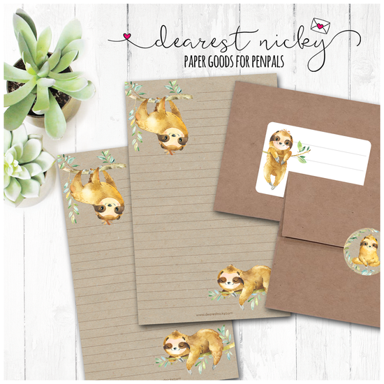 Happy Sloths Letter Writing Set – Dearest Nicky