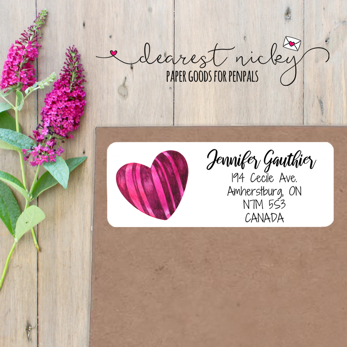 Heart Border Custom Return Address Labels Set of 30 – Dearest Nicky