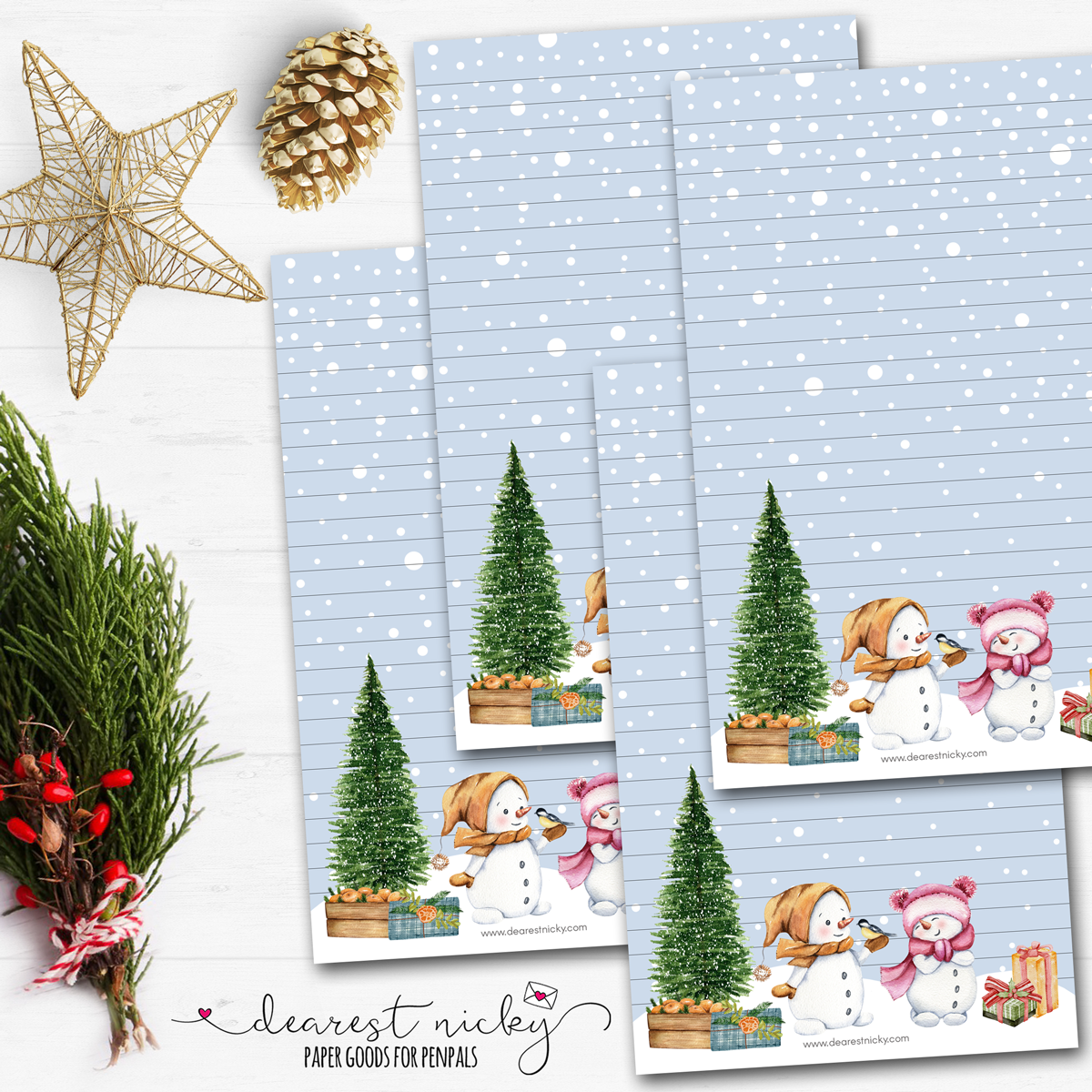 Snowmen Letter Writing Paper – Dearest Nicky